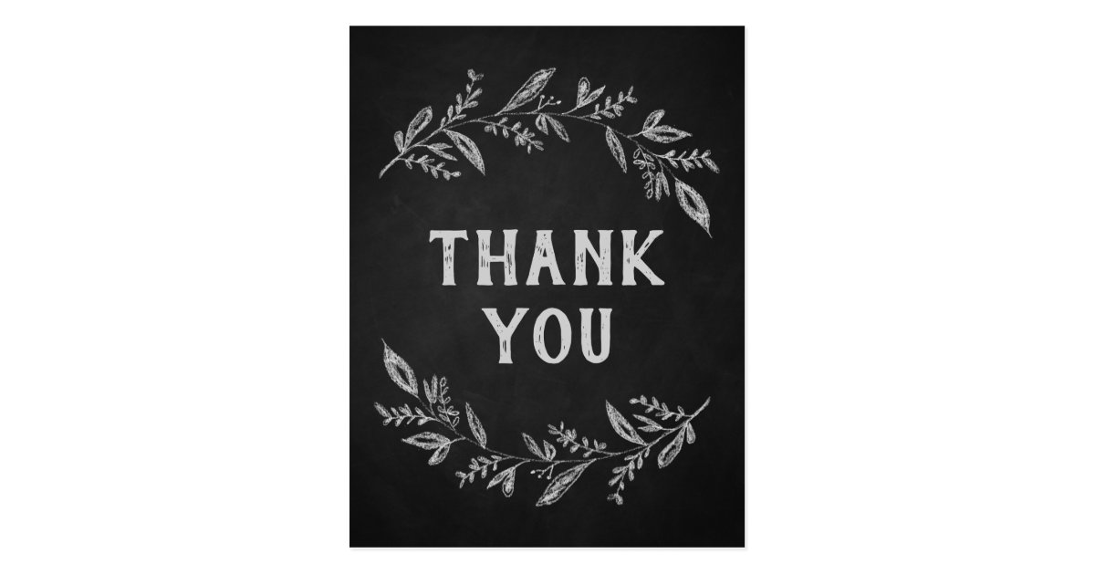 Curved Branches | Chalkboard Thank You Postcard | Zazzle.com