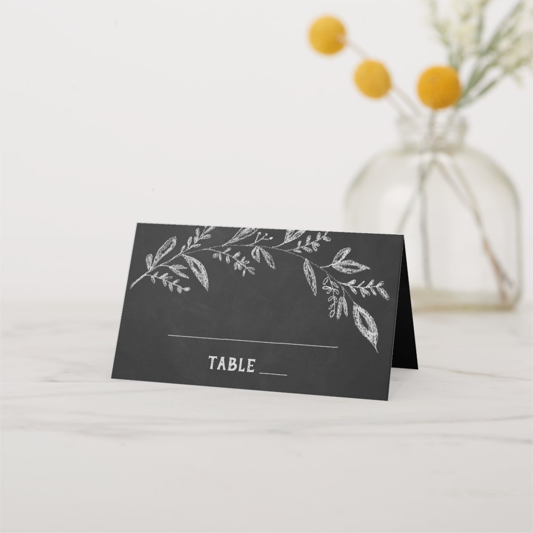 Curved Branches | Chalkboard Wedding Place Card | Zazzle