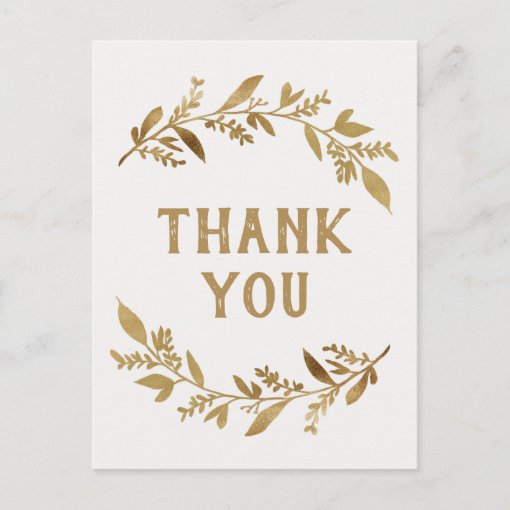 Curved Branches | Gold Thank You Postcard | Zazzle