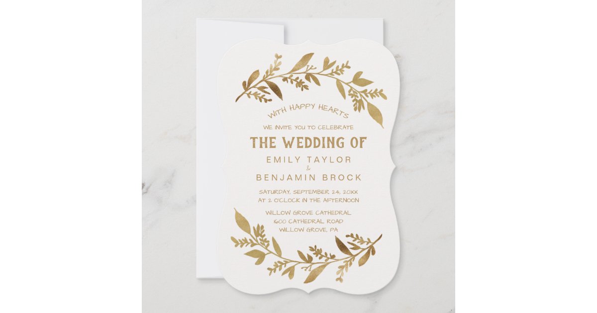 Curved Branches | Gold The Wedding Of Invitation | Zazzle