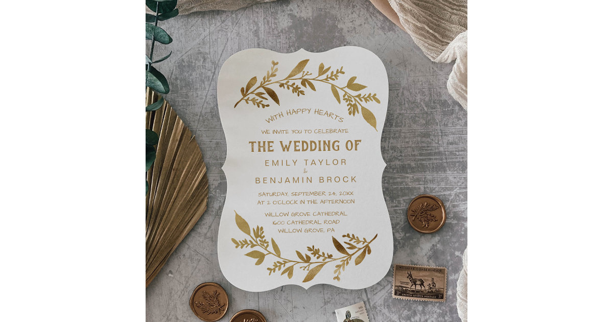 Curved Branches | Gold The Wedding Of Invitation | Zazzle