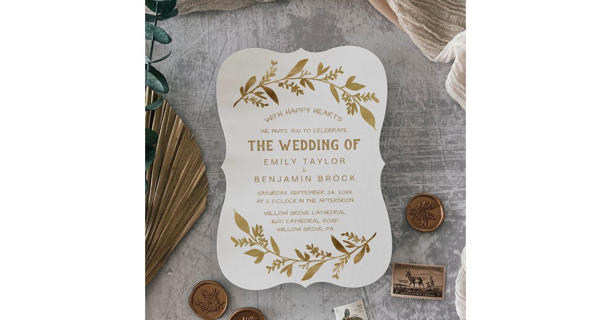 Curved Branches | Gold The Wedding Of Invitation | Zazzle