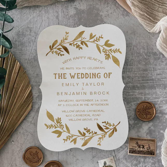 Curved Branches | Gold The Wedding Of Invitation | Zazzle