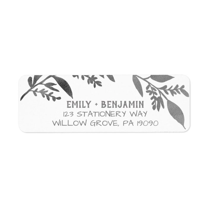 Curved Branches | Silver Wedding Label | Zazzle