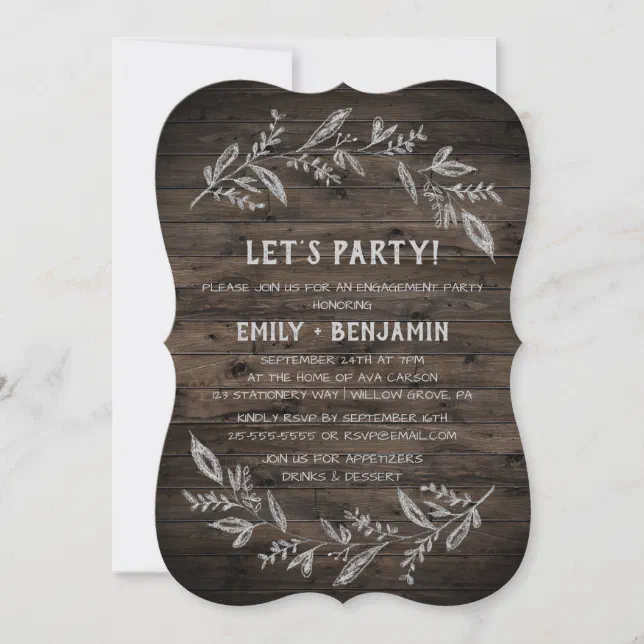 Curved Branches | Wooden Let's Party Invitation | Zazzle