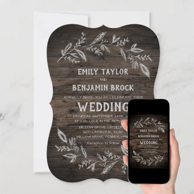 Curved Branches | Wooden Wedding Invitation | Zazzle