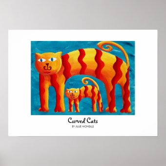 Curved Cats Poster | Zazzle