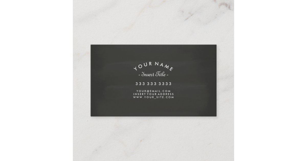 Curved Text Chalkboard Professional Business Card | Zazzle