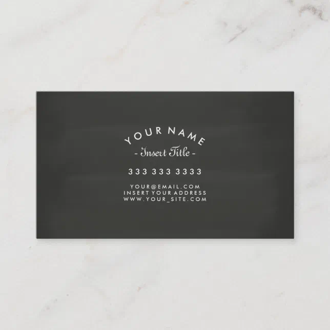 Curved Text Chalkboard Professional Business Card | Zazzle