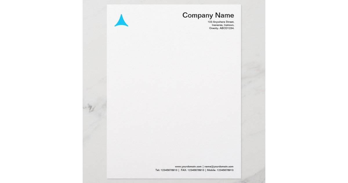 Curved Triangle - Sky Blue Letterhead | Zazzle