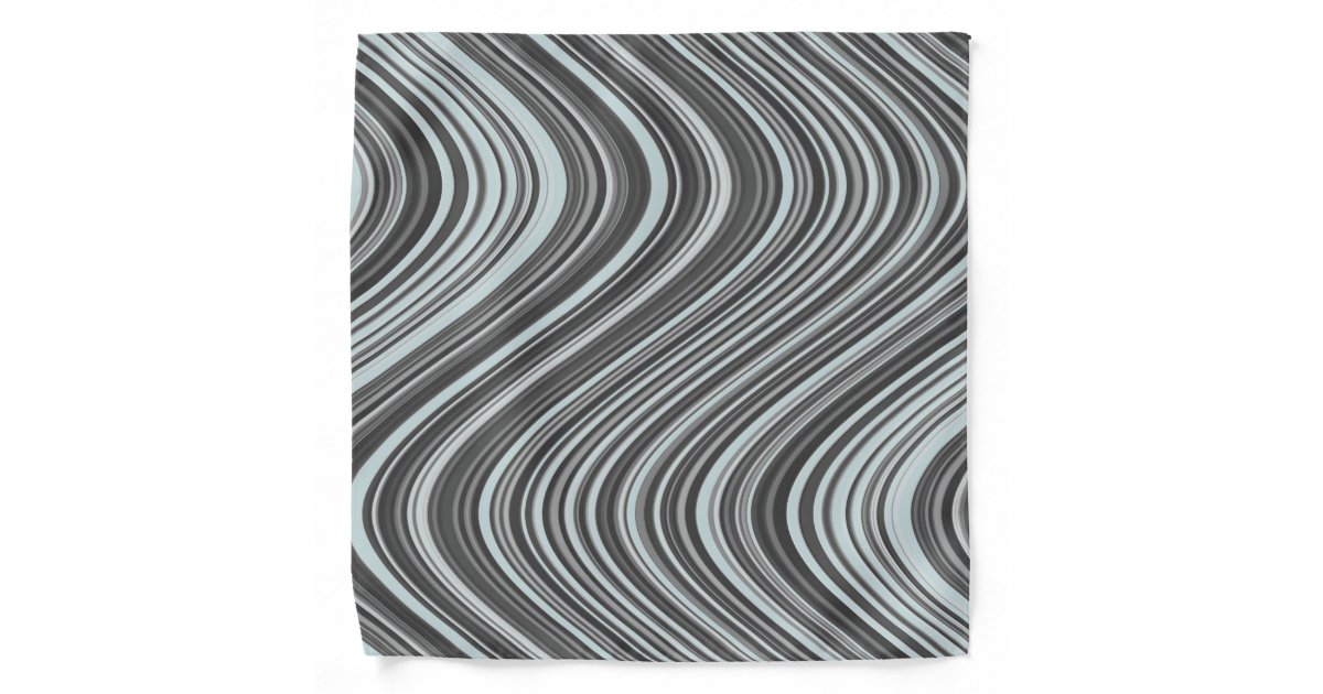 Curvy Lines in Cyan & Gray Bandana | Zazzle