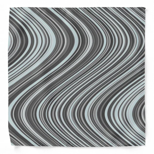 Curvy Lines in Cyan & Gray Bandana | Zazzle
