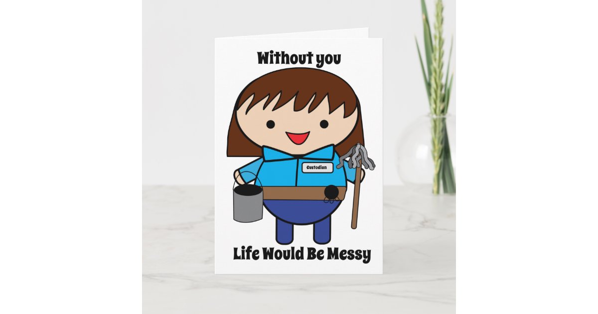 Custodian Janitor Female Personalize Card | Zazzle
