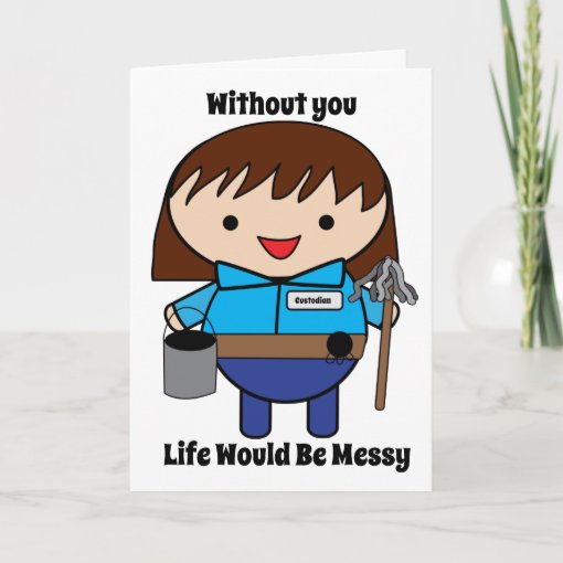 Custodian Janitor Female Personalize Card | Zazzle