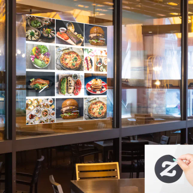 Custom 12 Business Photo Collage Food restaurants Window Cling | Zazzle