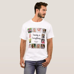 Custom 12 Photo Collage Frame Family Name Quote T-Shirt | Zazzle