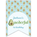 Custom 12 Photos Onederful Avocado 1st Birthday Bunting Flags | Zazzle