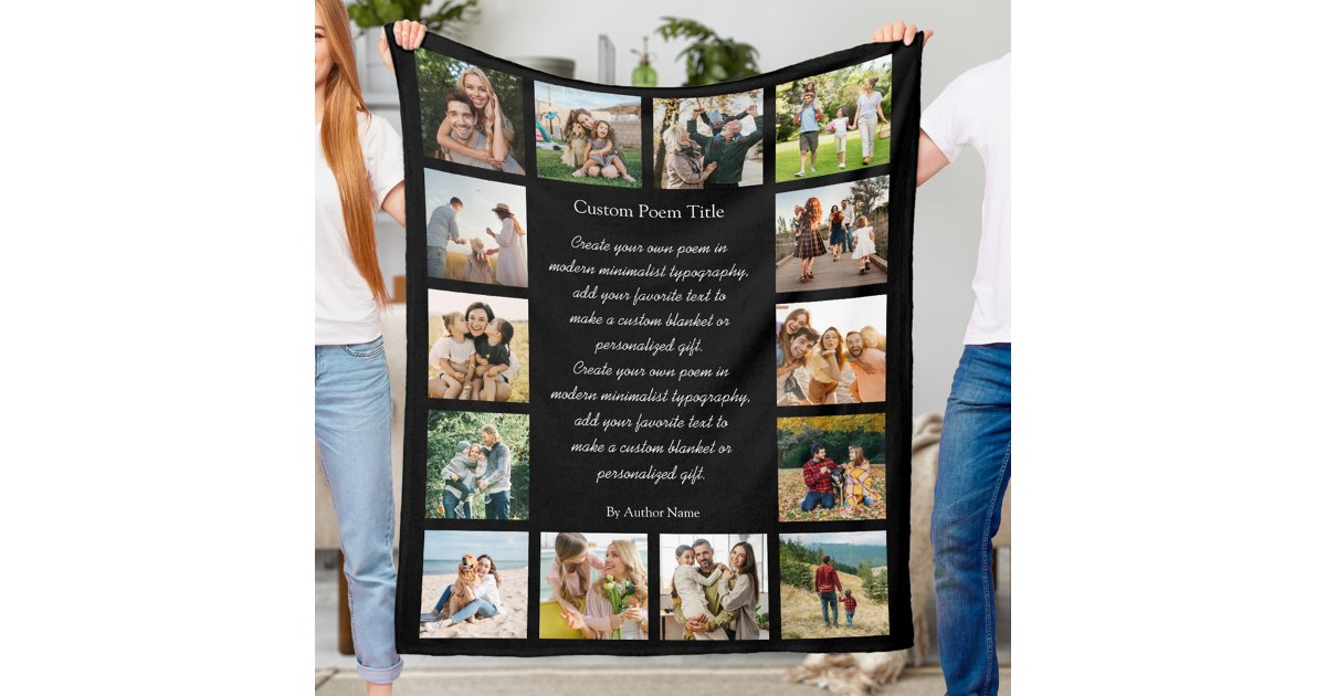 Custom 14 Photo Collage Poem Fleece Blanket | Zazzle