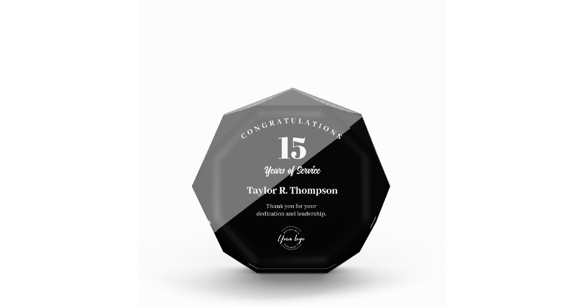 Custom 15 years of service recognition logo acrylic award | Zazzle