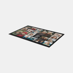 Custom 17 Photo Collage - Black - white text Rug | Zazzle