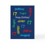 Custom 17th Birthday Card Any Name, Blue, Teenager | Zazzle