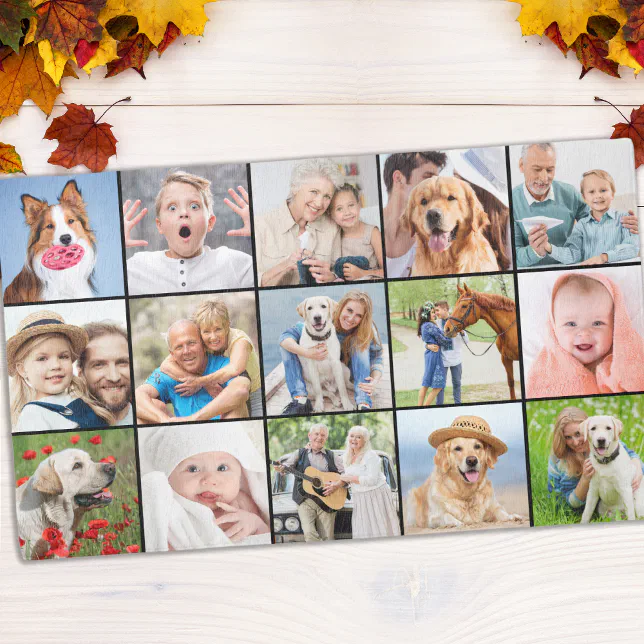 Custom 18 Photo Collage Modern Simple 5x3 | Zazzle
