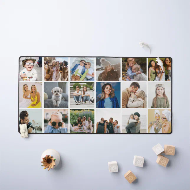 Custom 18 Photo Grid Collage Modern Desk Mat | Zazzle
