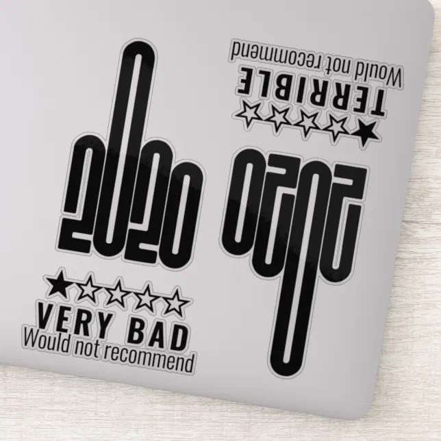 Custom 2020 Middle Finger Bad Review Black 4 Pack Sticker | Zazzle