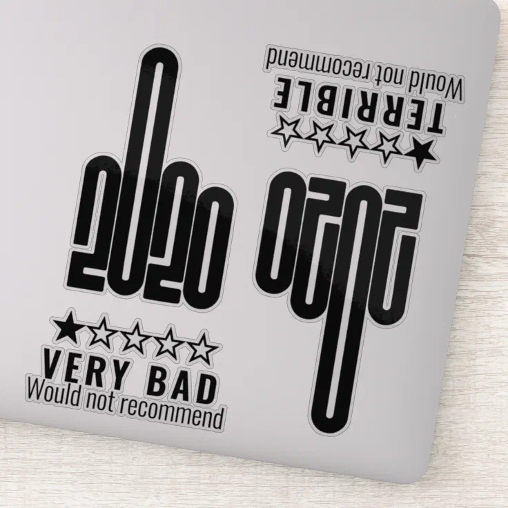 Custom 2020 Middle Finger Bad Review Black 4 Pack Sticker | Zazzle