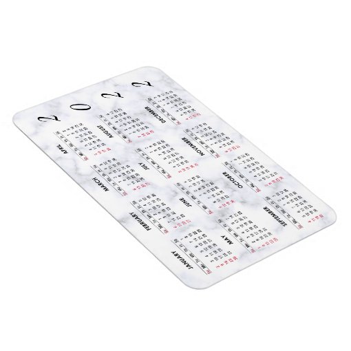 Custom 2022 Marble Calendar Magnet | Zazzle