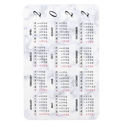 Custom 2022 Marble Calendar Magnet | Zazzle