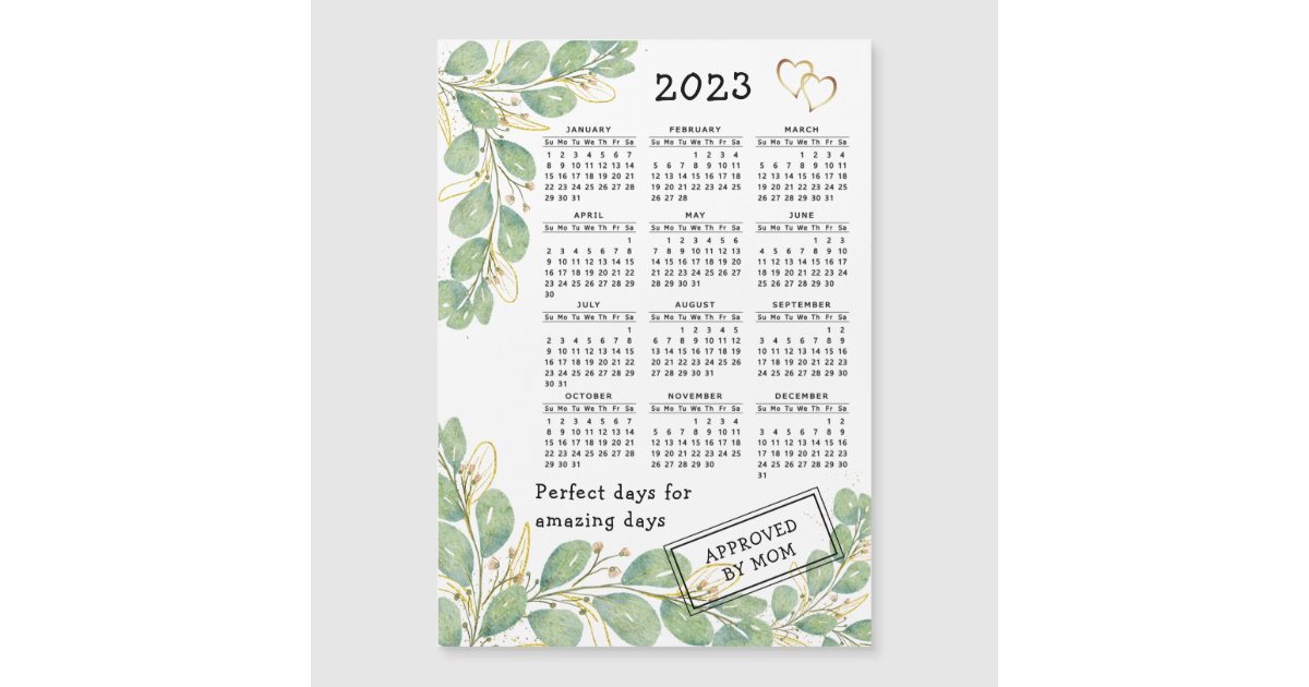 Custom 2023 Calendar Magnet Eucalyptus White Black | Zazzle Custom 2023 Calendar Magnet Eucalyptus White Black | Zazzle
