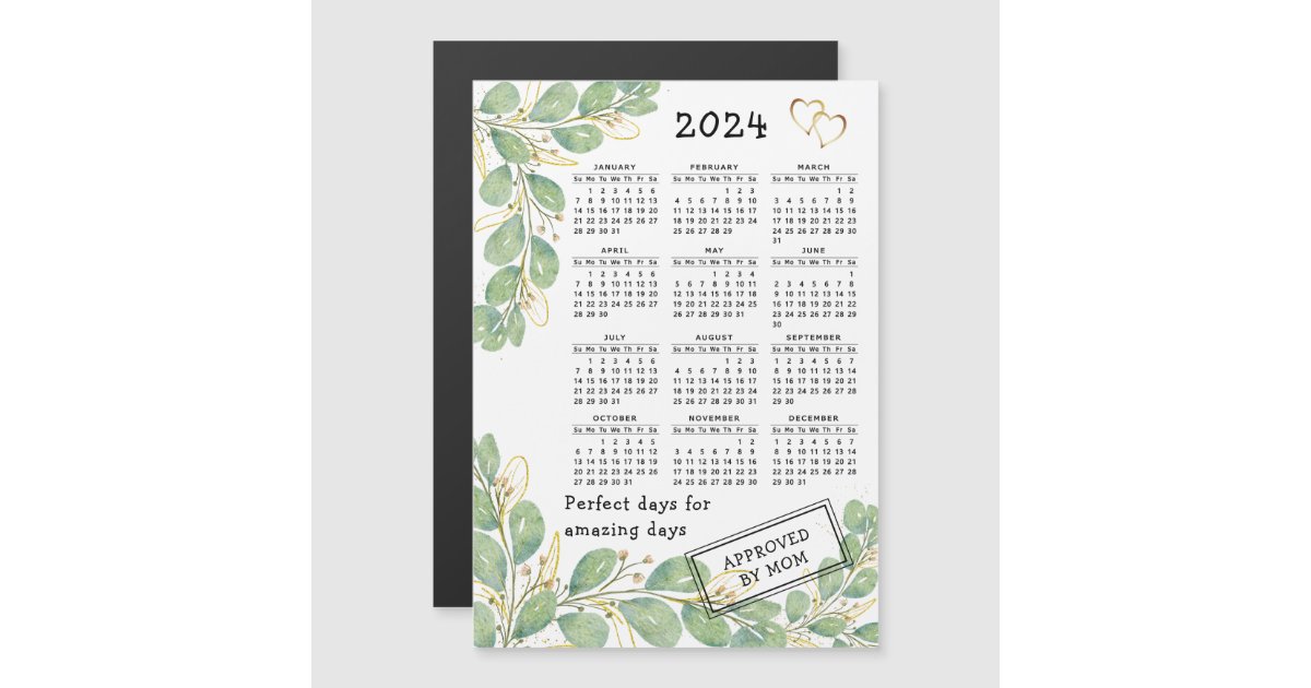 Custom 2024 Calendar Magnet Eucalyptus White Black | Zazzle Custom 2024 Calendar Magnet Eucalyptus White Black | Zazzle