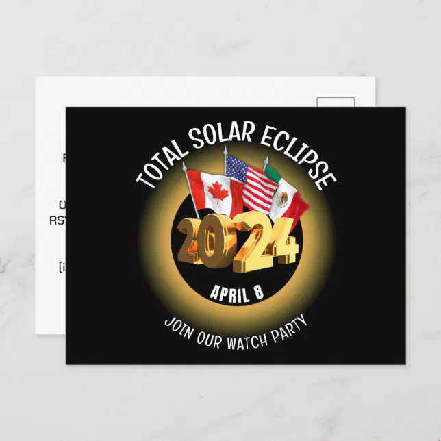 Custom 2024 TOTAL SOLAR ECLIPSE Flags Invitation Postcard | Zazzle
