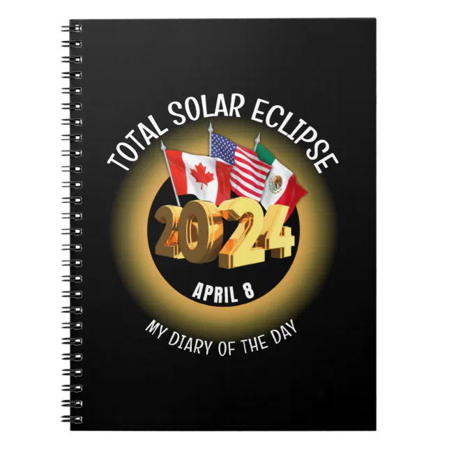 Custom 2024 TOTAL SOLAR ECLIPSE Flags Notebook | Zazzle