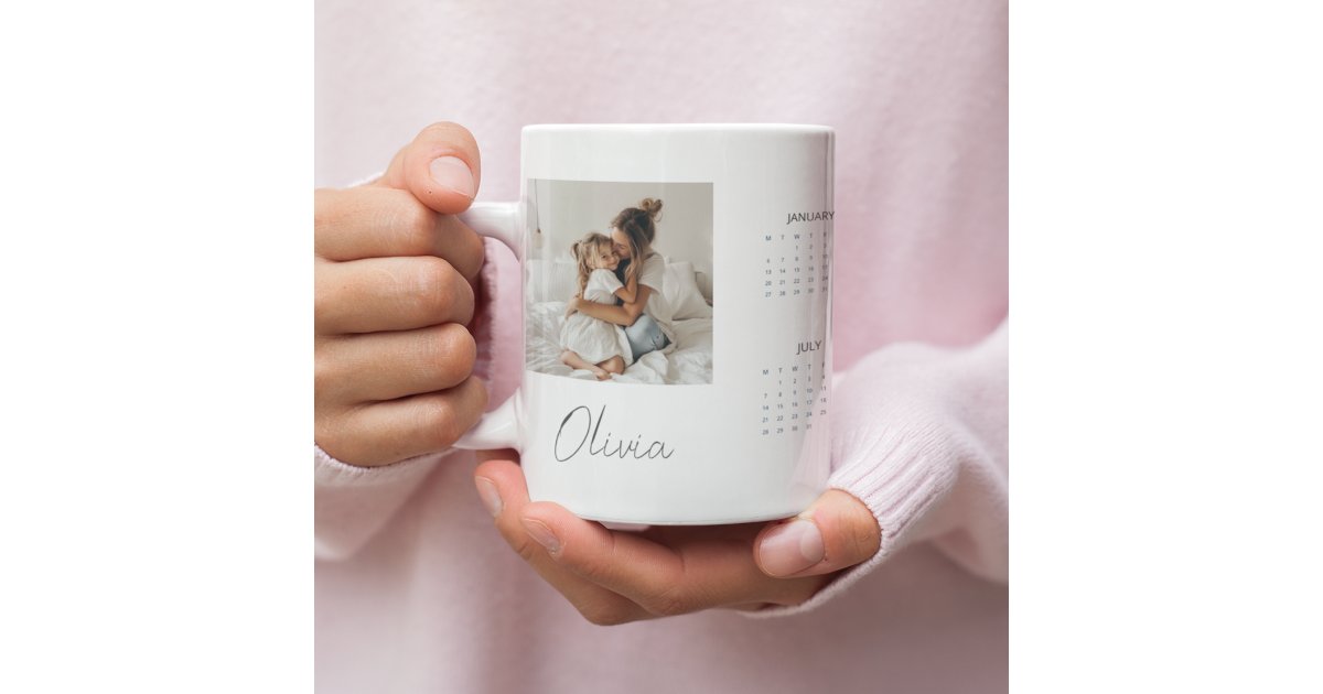 Custom 2025 Calendar Mug with Photo & Name | | Zazzle