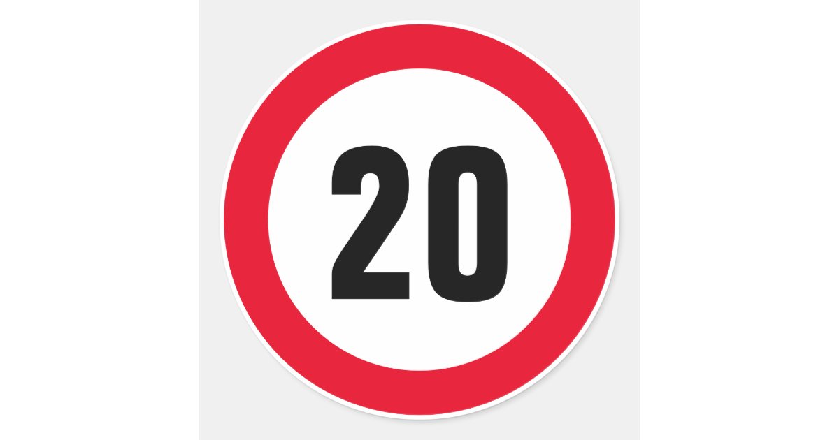 Custom 20 mph maximum speed limit stickers | Zazzle
