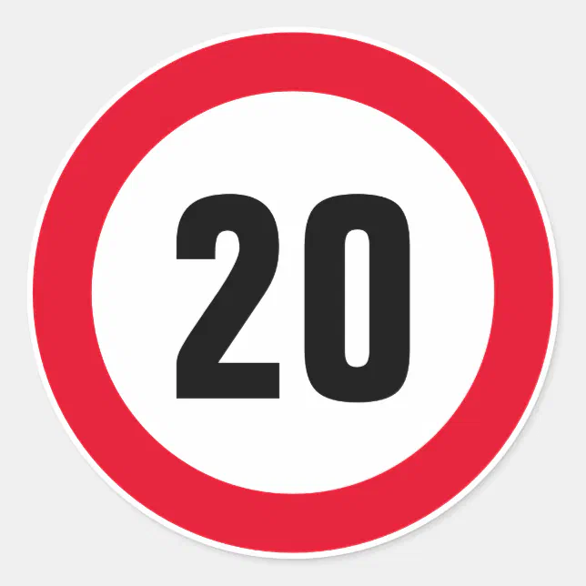 Custom 20 mph maximum speed limit stickers | Zazzle