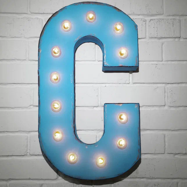 Custom 21" Blue Letter "C" Vintage Marquee Sign | Zazzle