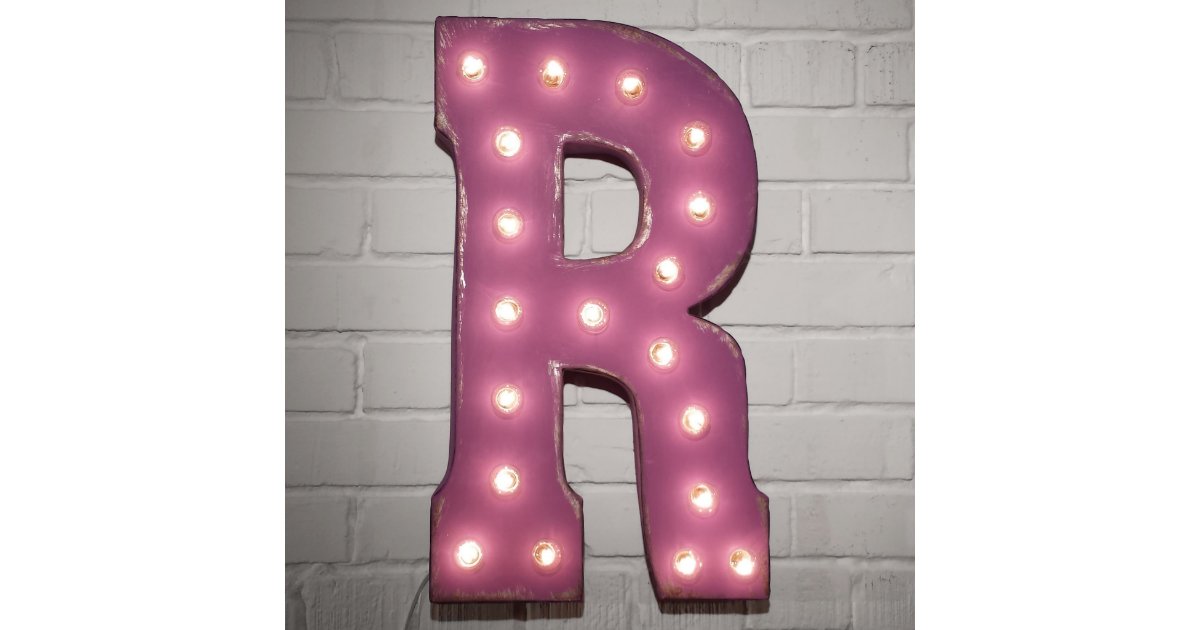 Custom 21" Purple Letter "R" Vintage Marquee Signs | Zazzle