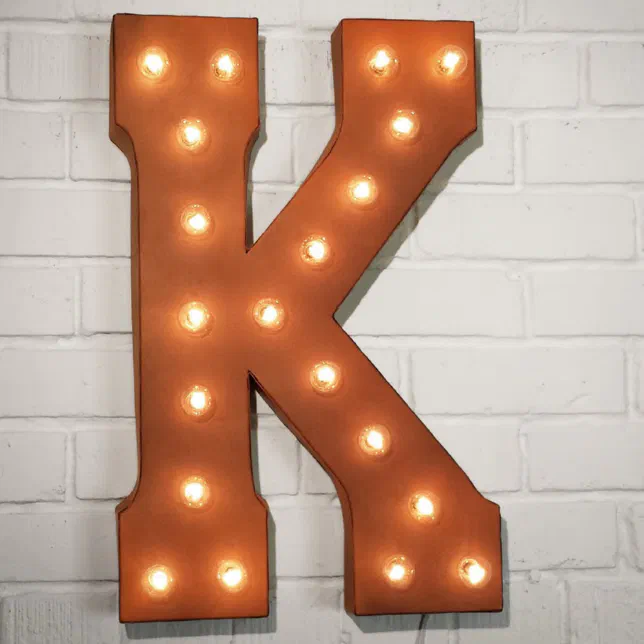 Custom 21" Rust Letter "K" Vintage Marquee Signs | Zazzle