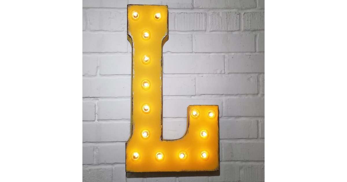 Custom 21" Yellow Letter "L" Vintage Marquee Signs | Zazzle