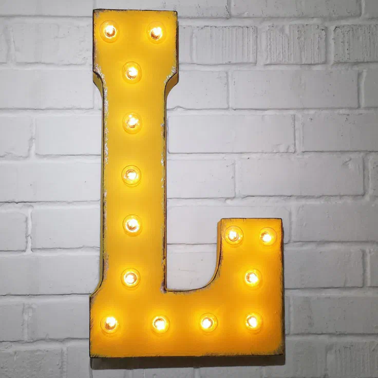 Custom 21" Yellow Letter "L" Vintage Marquee Signs | Zazzle
