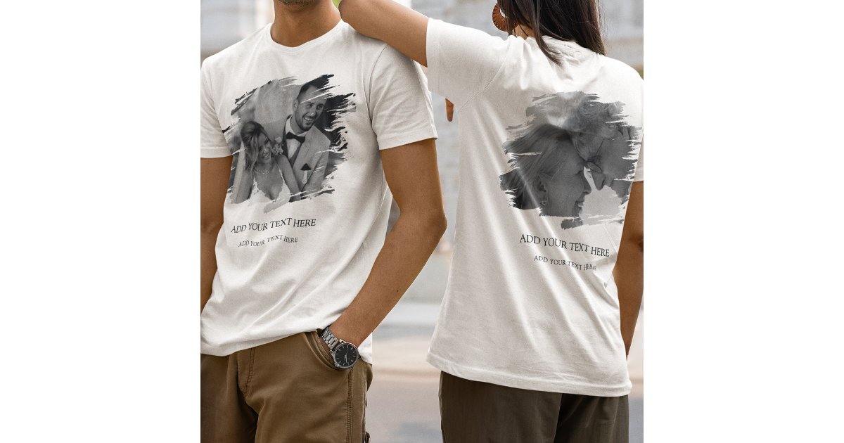Custom 2 Brushed Effect Photo T-Shirt | Zazzle