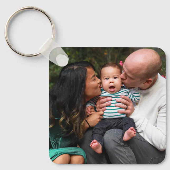 Custom 2 Photo Double Sided Personalized Family Keychain | Zazzle