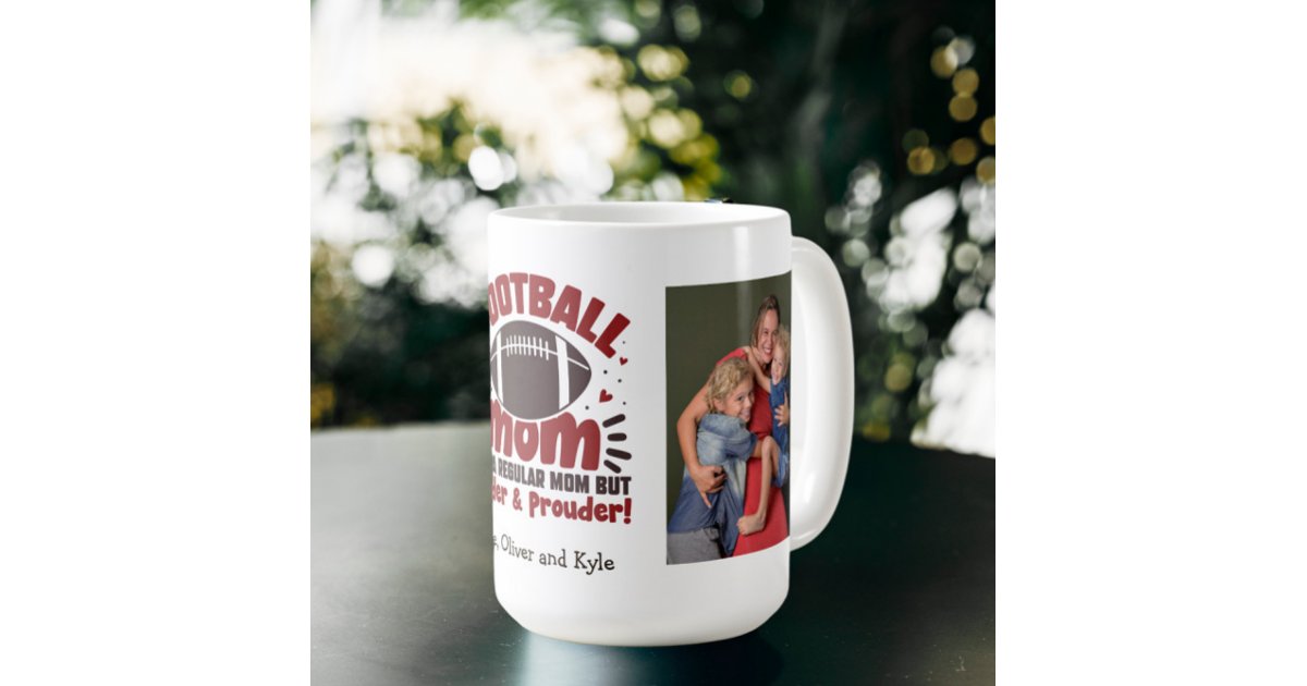 Custom 2 Photo Football Mom Mug | Zazzle
