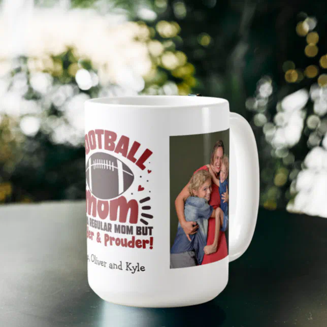 Custom 2 Photo Football Mom Mug | Zazzle