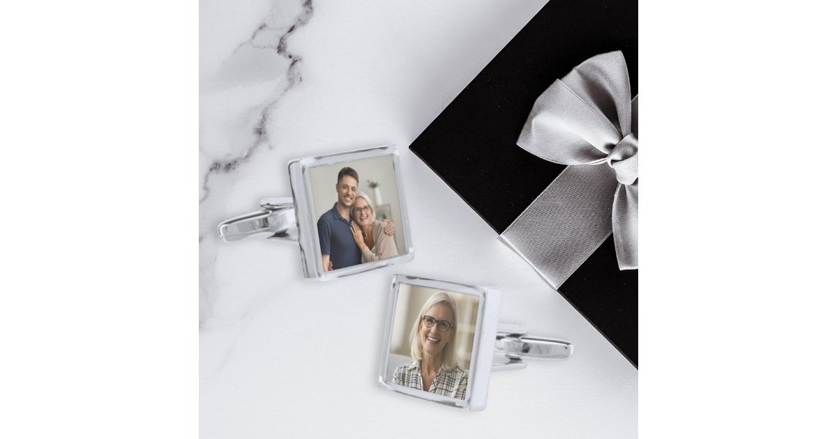 Custom 2 Photo Mother and Son Memorial Cufflinks | Zazzle