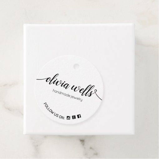 Custom 2" Round White Signature Script Hang Tags | Zazzle