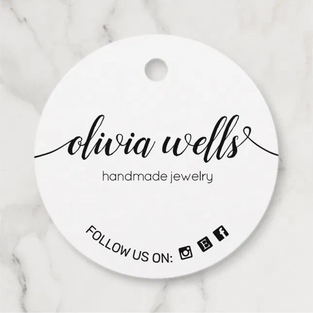 Custom 2" Round White Signature Script Hang Tags | Zazzle
